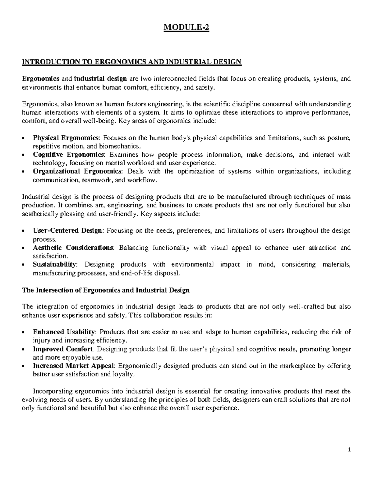 Module 2 - Notes on PDM: Ergonomics & Industrial Design Insights - Studocu