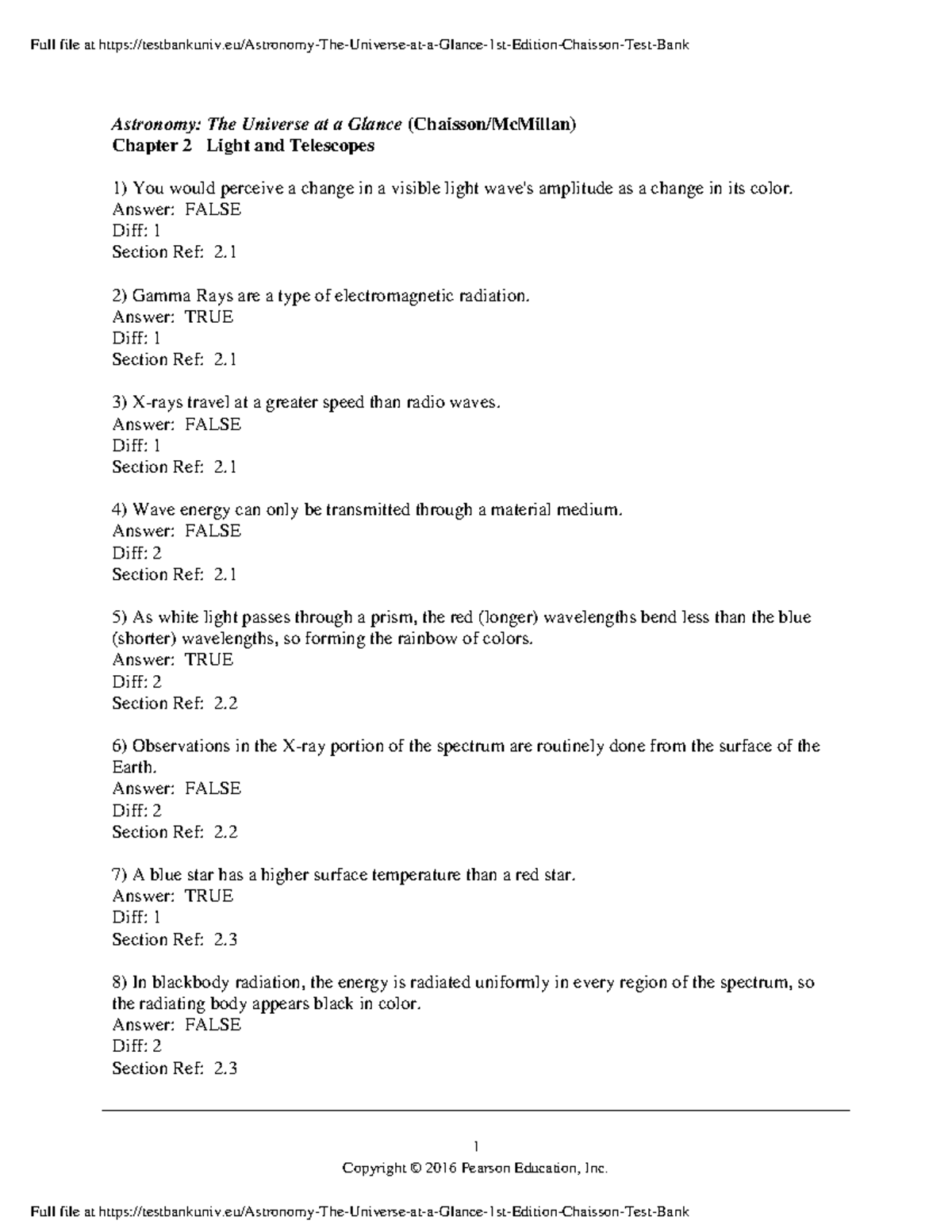 Astronomy The Universe at a Glance 1st E - 1 Copyright © 2016 Pearson ...