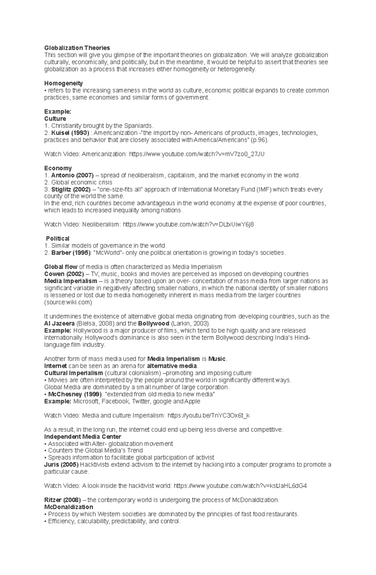 NGEC 3 Notes - Theories of Globalization: Homogeneity & Heterogeneity ...
