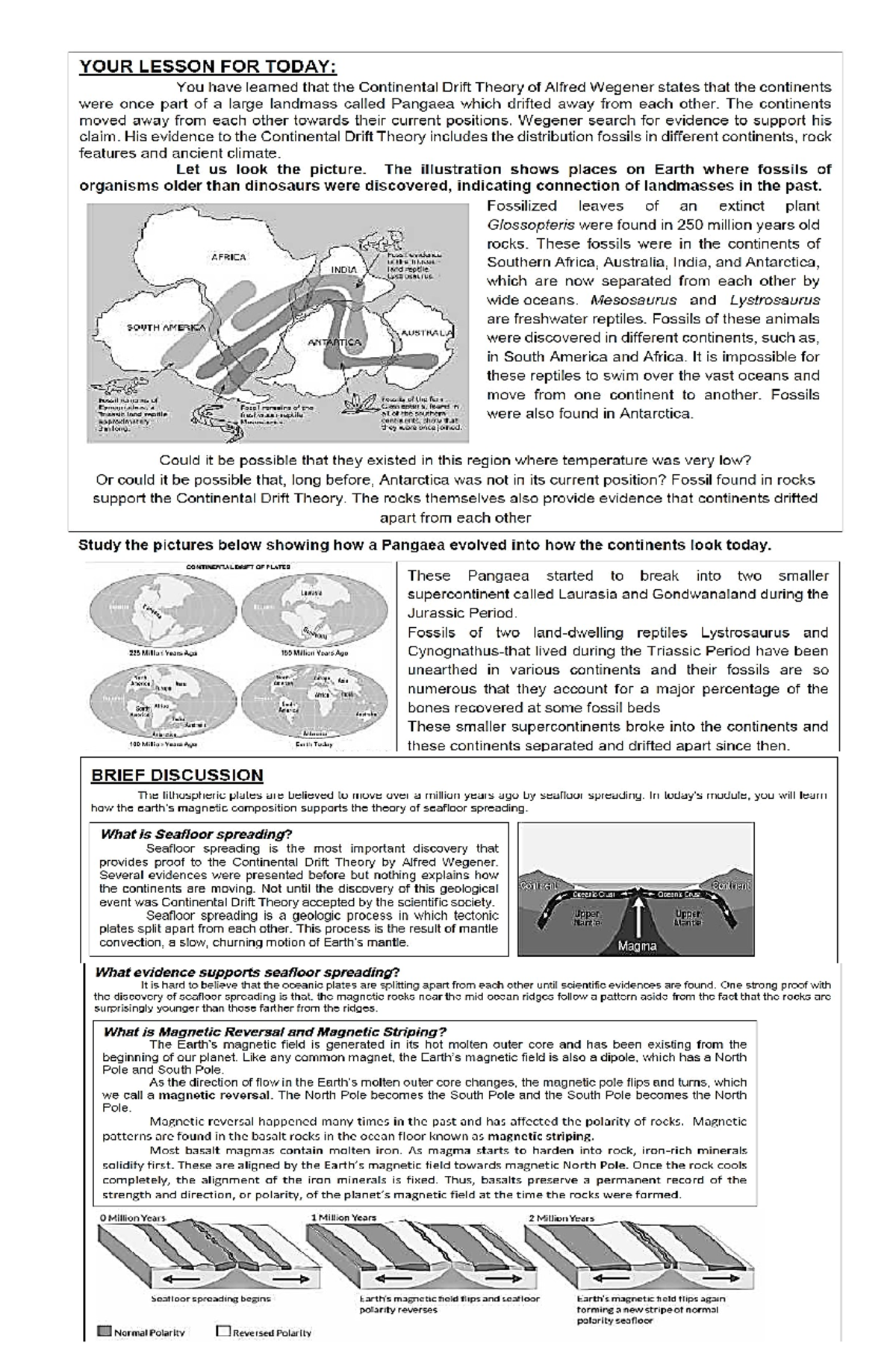 G10 Continental Drift Theory & Seafloor Spreading Overview - Studocu