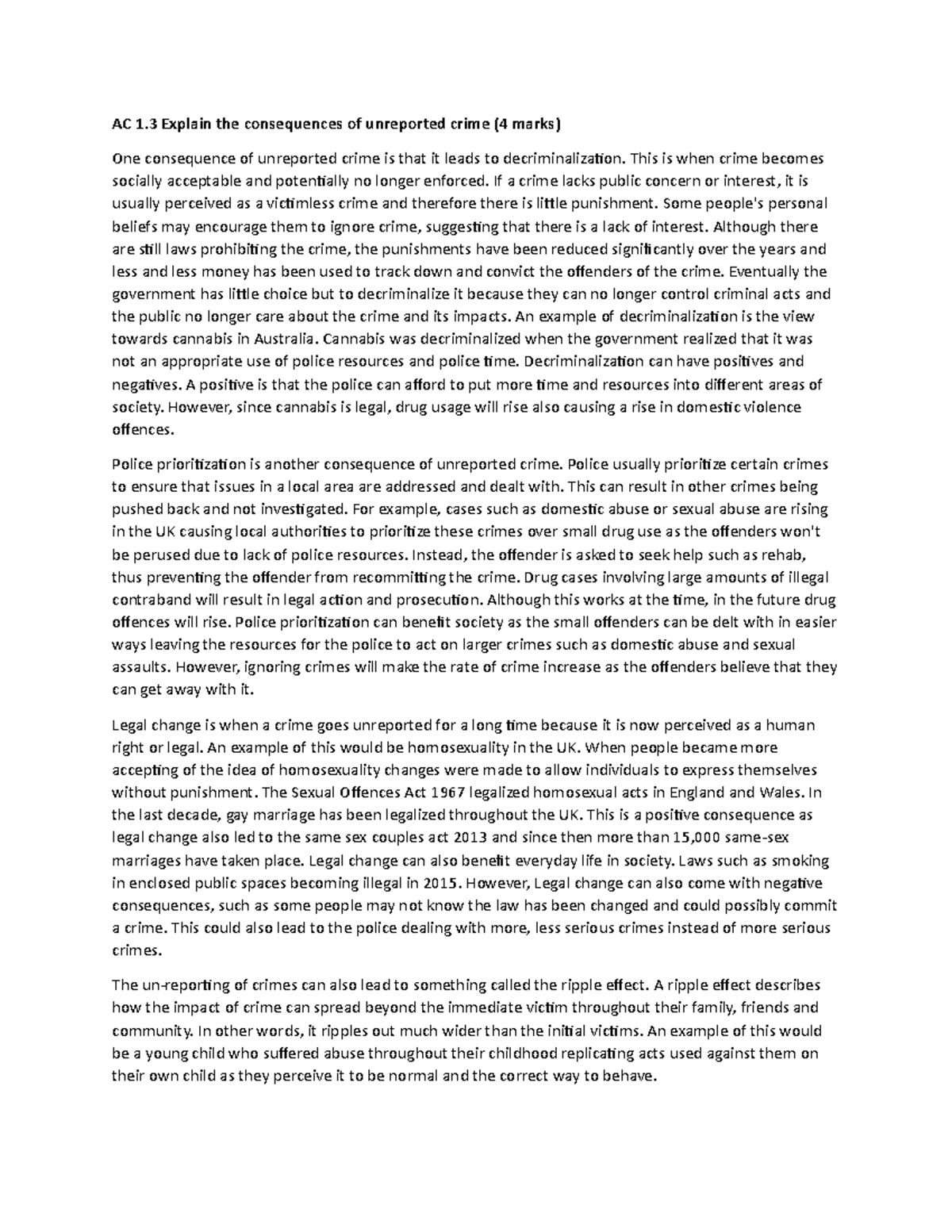 AC1 - Explaining the Consequences of Unreported Crime - Studocu