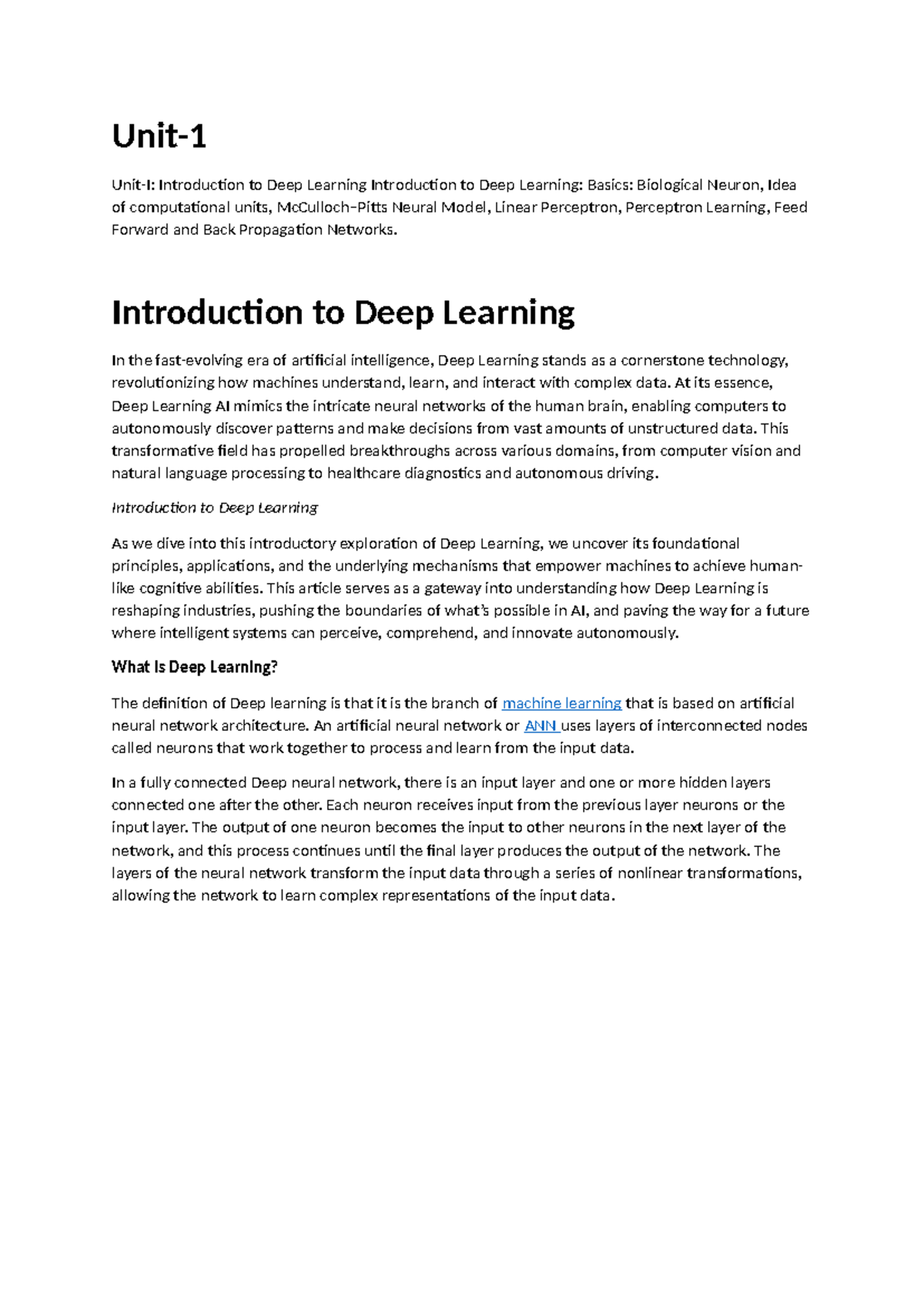DL-1: Comprehensive Notes on Deep Learning Fundamentals and ...
