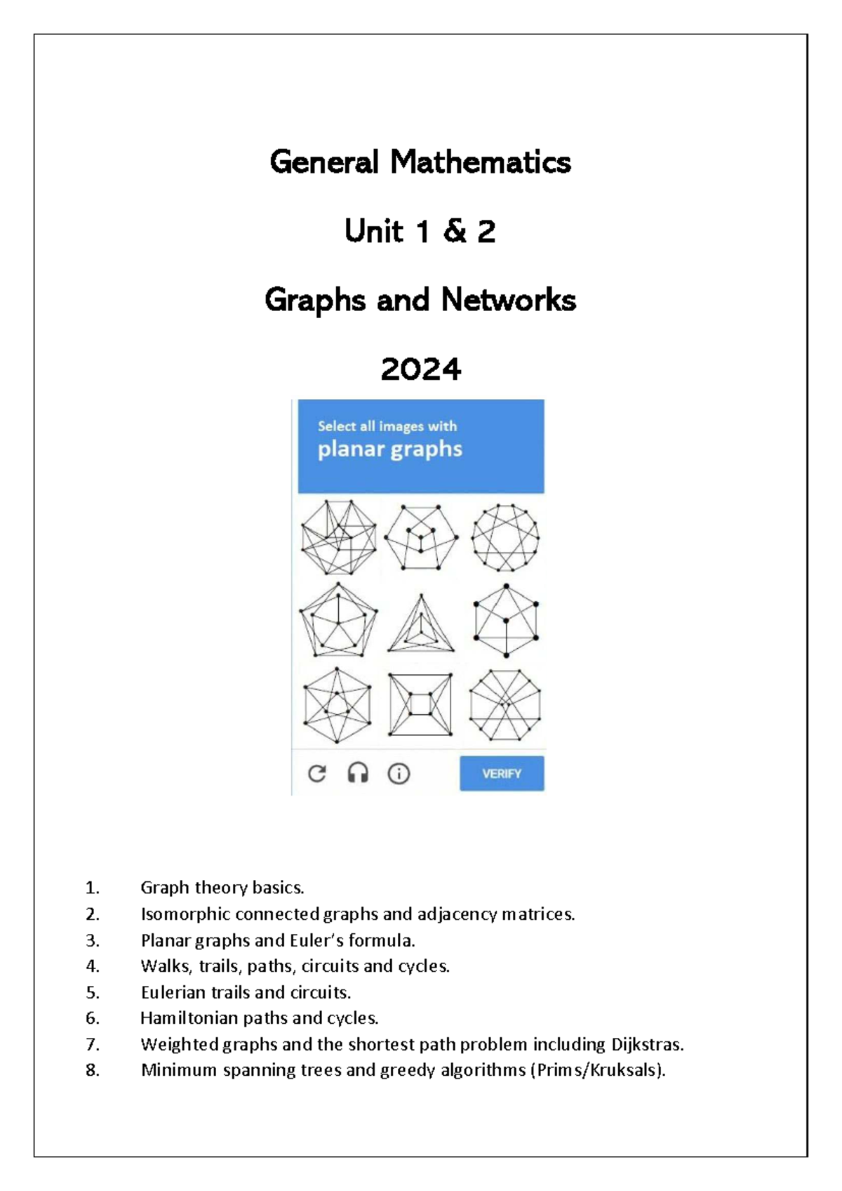 11GM Graphs and Networks Lecture Notes 2024: Key Concepts and Examples ...