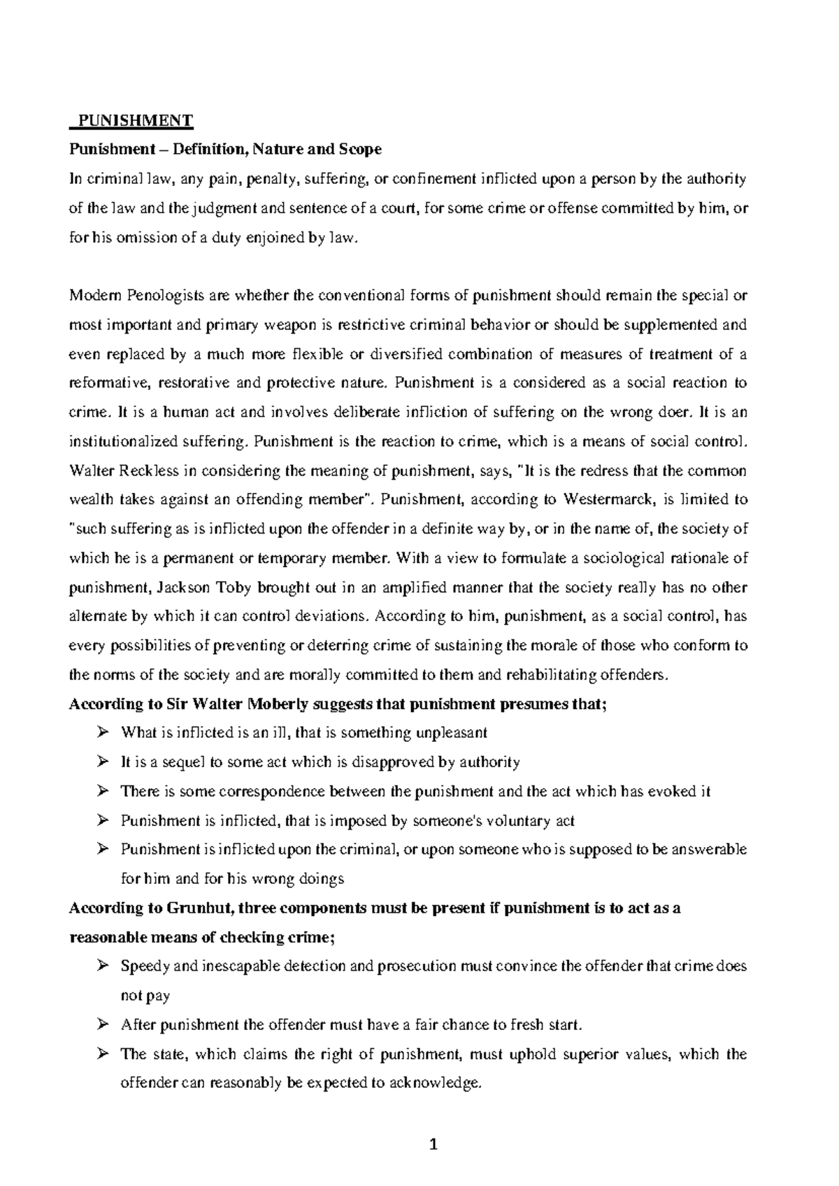 Penology and Correctional Administration Notes (PEN 101) - Studocu