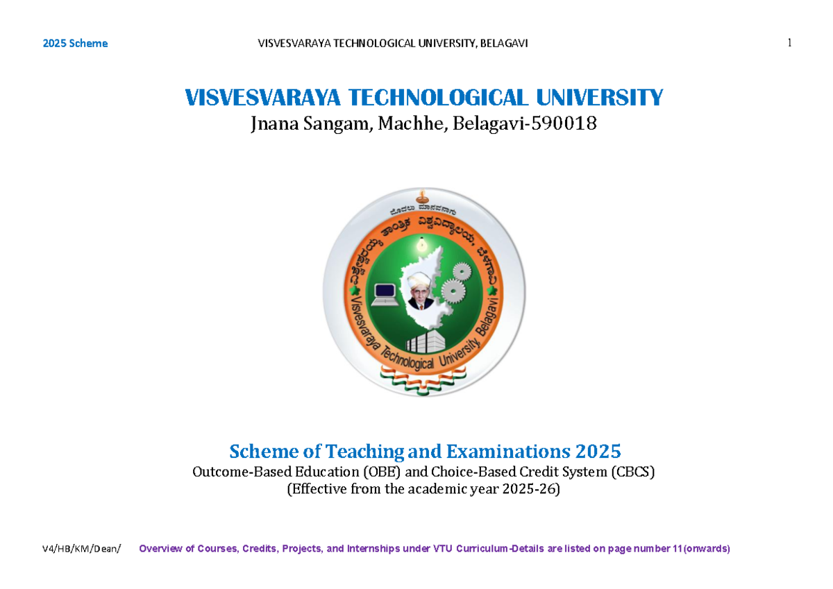 2025 CSE Scheme Overview: Teaching & Examination Structure at VTU - Studocu