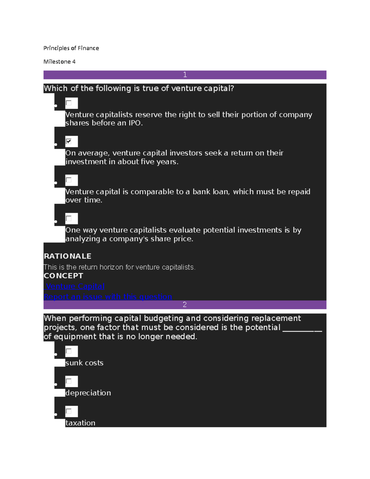 Principles of Finance Milestone 4: Key Concepts and Evaluations - Studocu