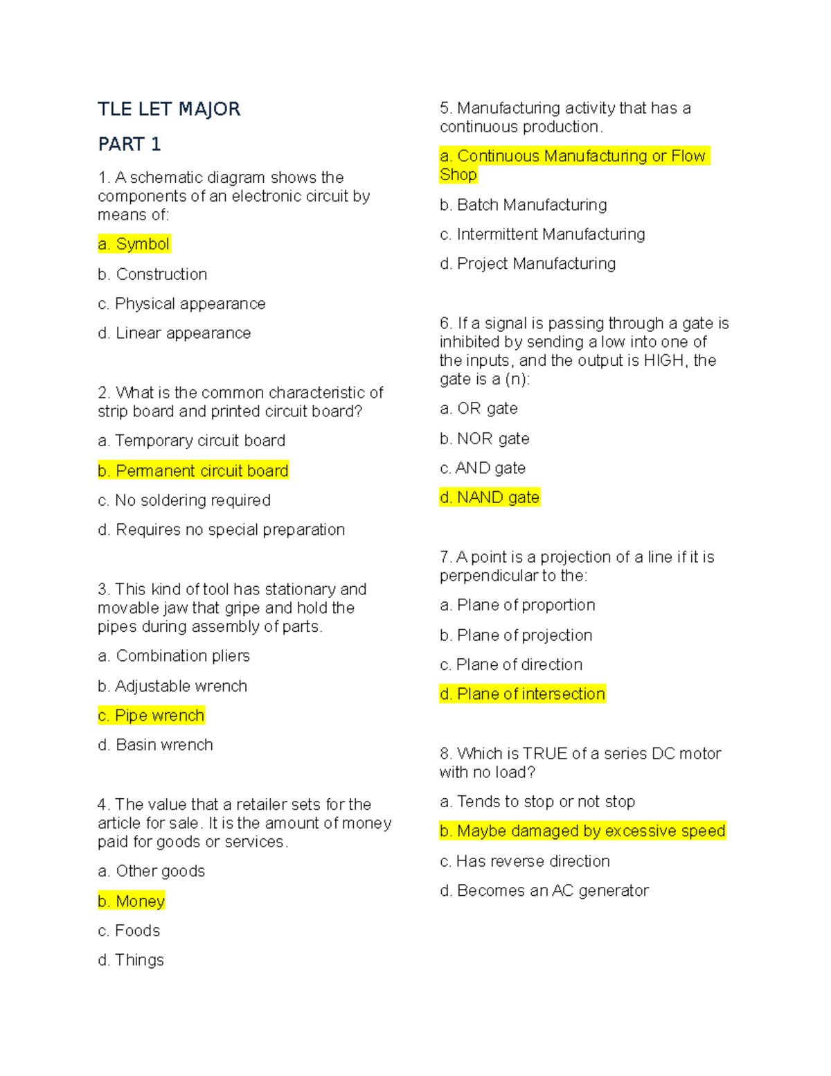 TLE LET Major Reviewer 2022: Comprehensive Study Guide - Studocu
