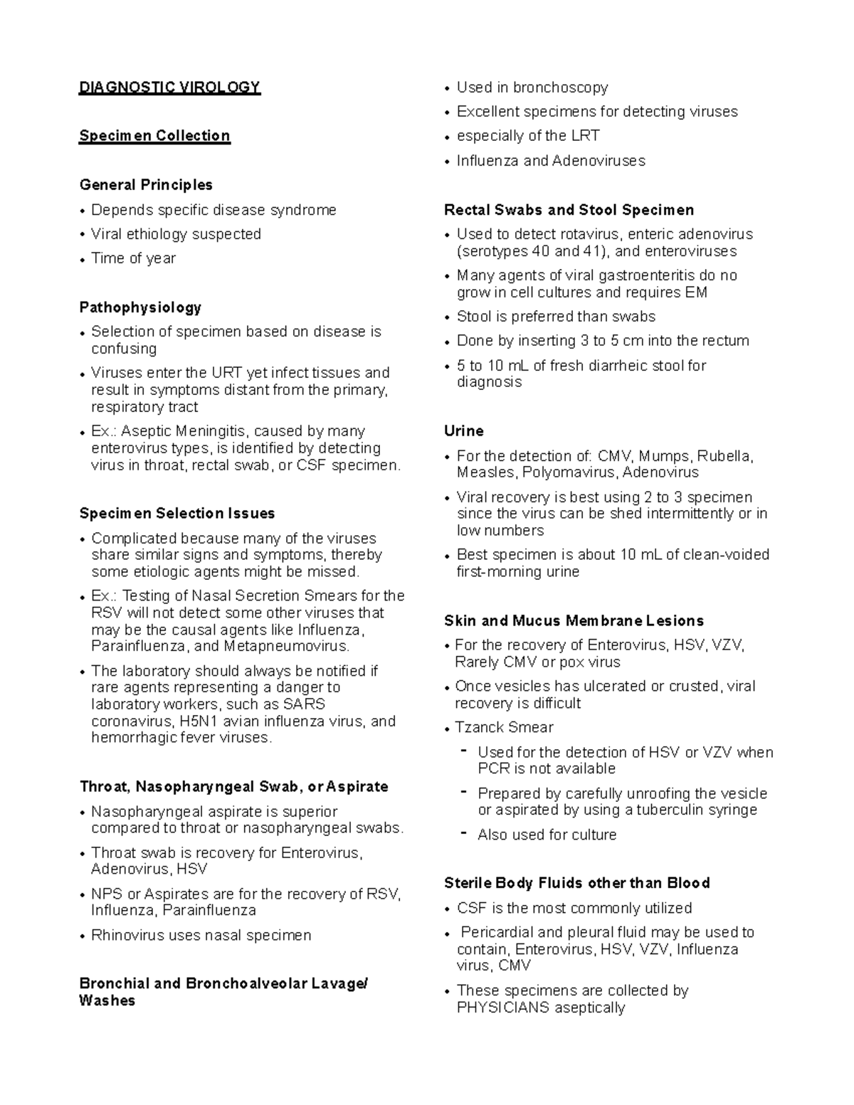 Diagnostic Virology: Key Specimen Collection Protocols and Principles ...