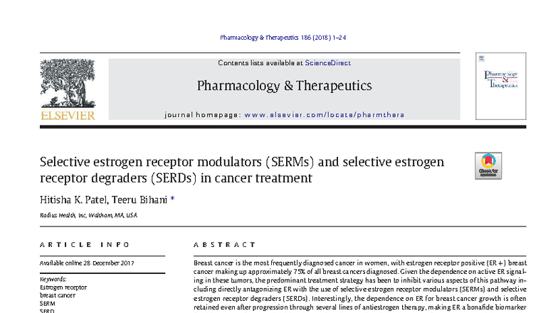 Selective Estrogen Receptor Modulators and Degraders in Cancer ...