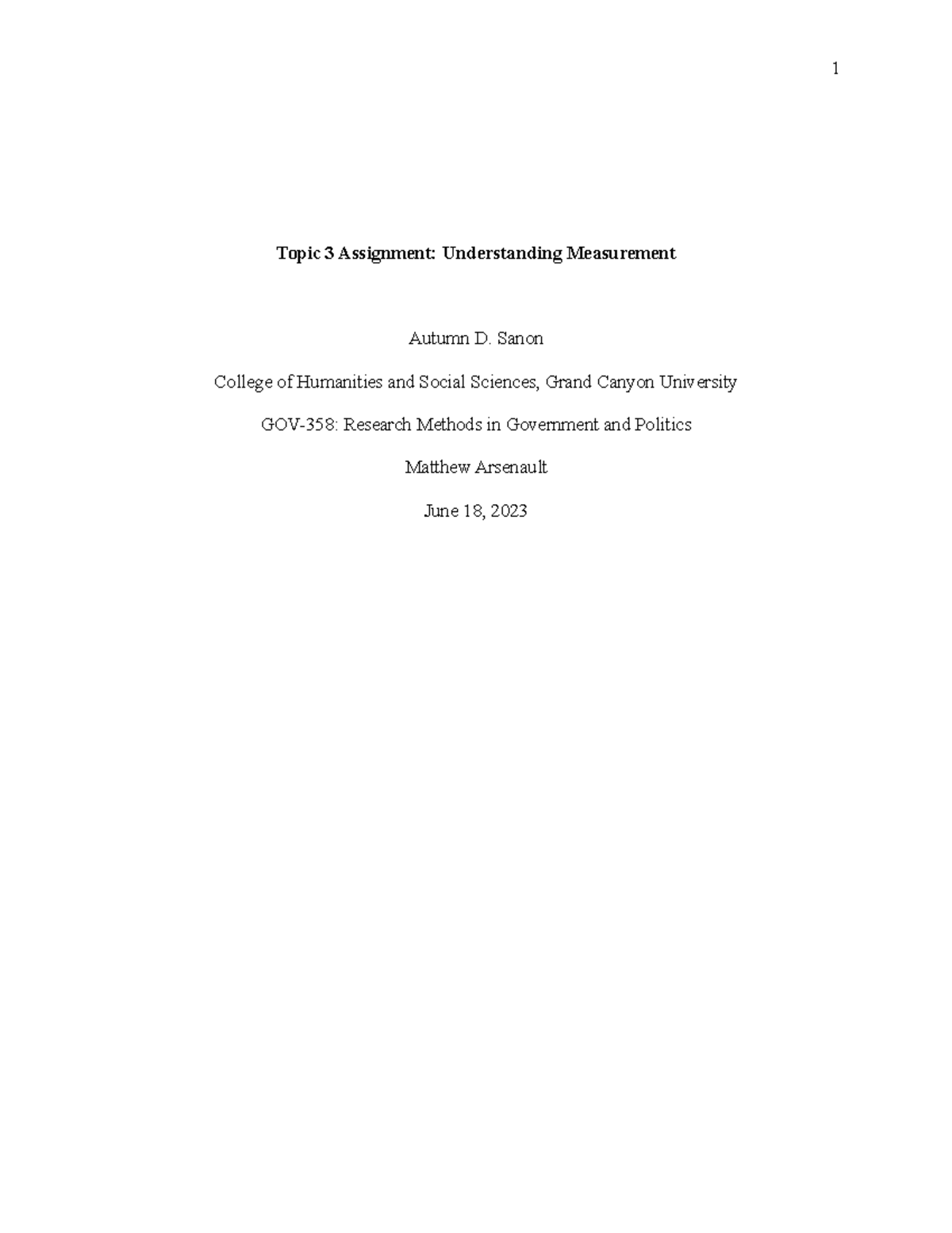 GOV358.T3.Assignment: Understanding Measurement and Statistics - Studocu