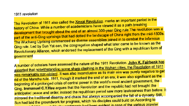 1911 Revolution: A Comprehensive Study of China's Xinhai Uprising - Studocu