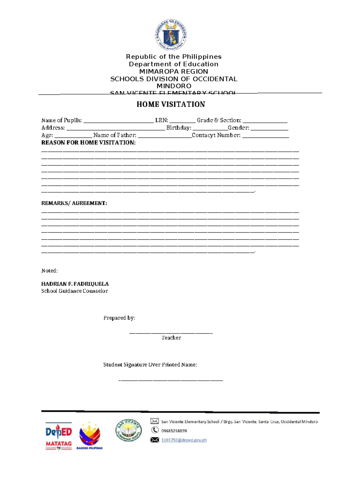 HOME Visitation - Template Reading Profile - HOME VISITATION Name of ...