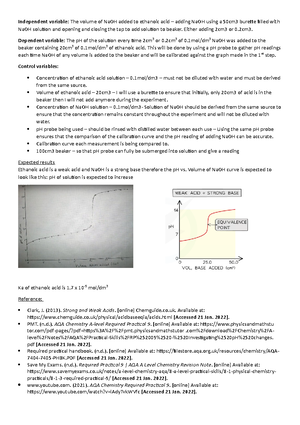 AQA Chemistry Practical 7b Method, Variables and risk assessment ...
