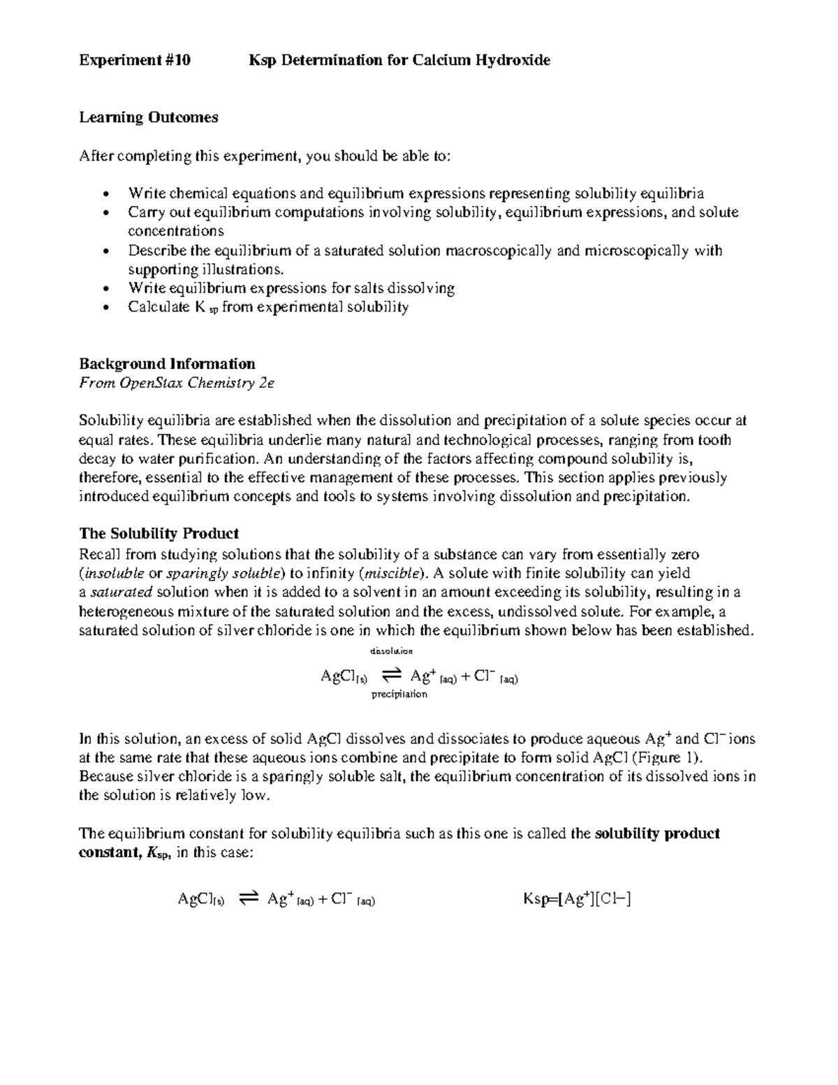 Experiment# 10 Determining the Ksp of Calcium Hydroxide -3 - Experiment ...