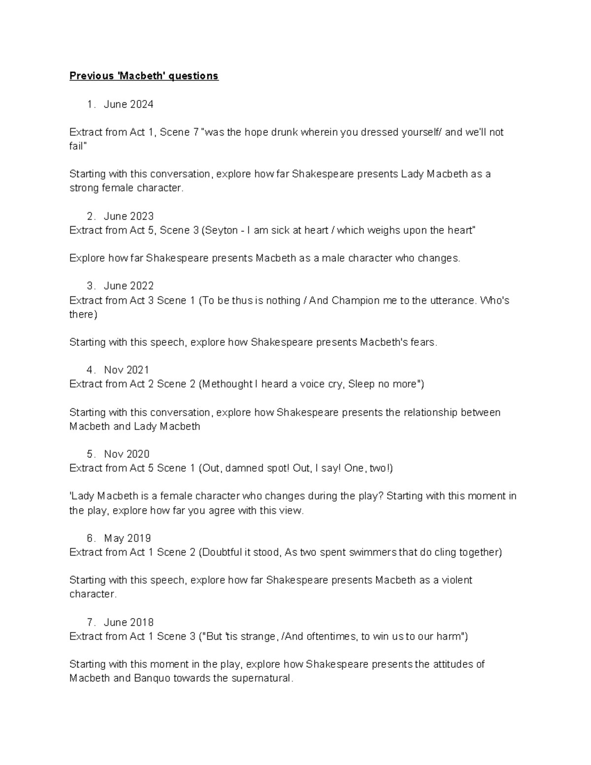 'Macbeth' Analysis Questions: Character Exploration & Themes - Studocu