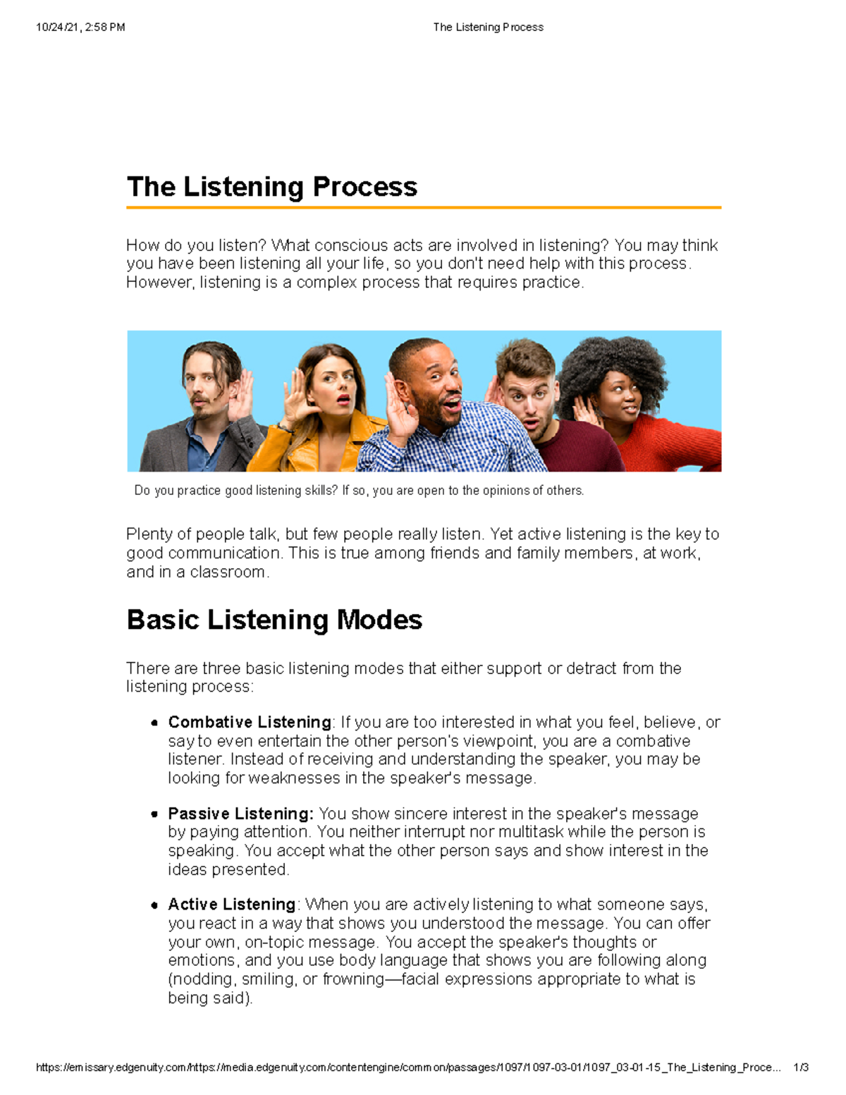 The Listening Process: Understanding Active Listening Skills and Modes ...