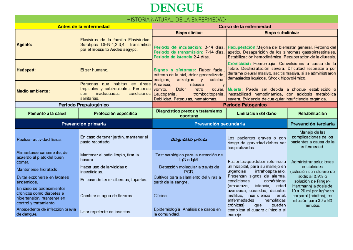 Dengue - descripción - DENGUE HISTORIA NATURAL DE LA ENFERMEDAD Antes ...