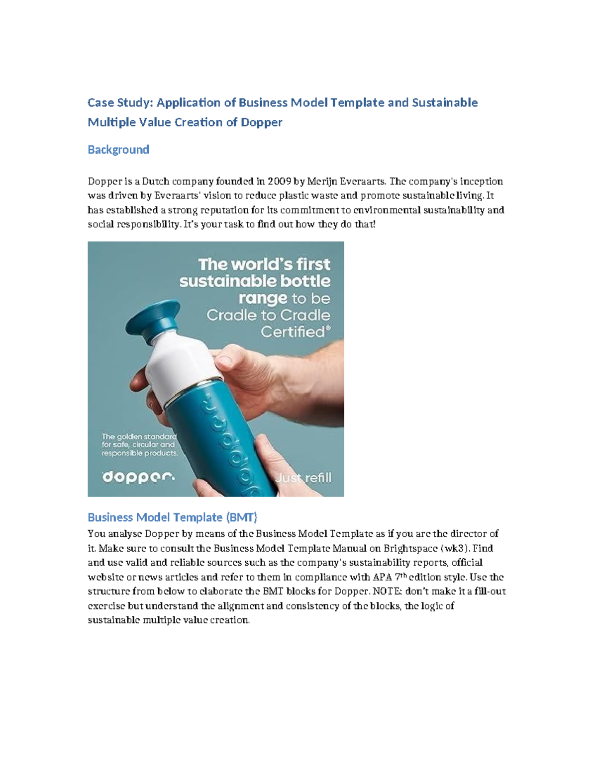 Case Study: Dopper's Business Model & Sustainable Value Creation (IB ...