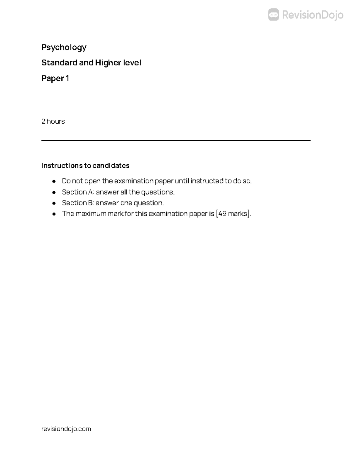 Psychology SL & HL Predicted Paper 1 Exam Guide - Studocu