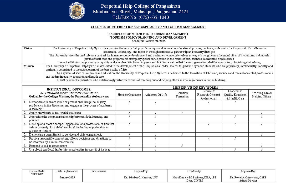 TPPD TM Syllabi NEW Format - COLLEGE OF INTERNATIONAL HOSPITALITY AND ...