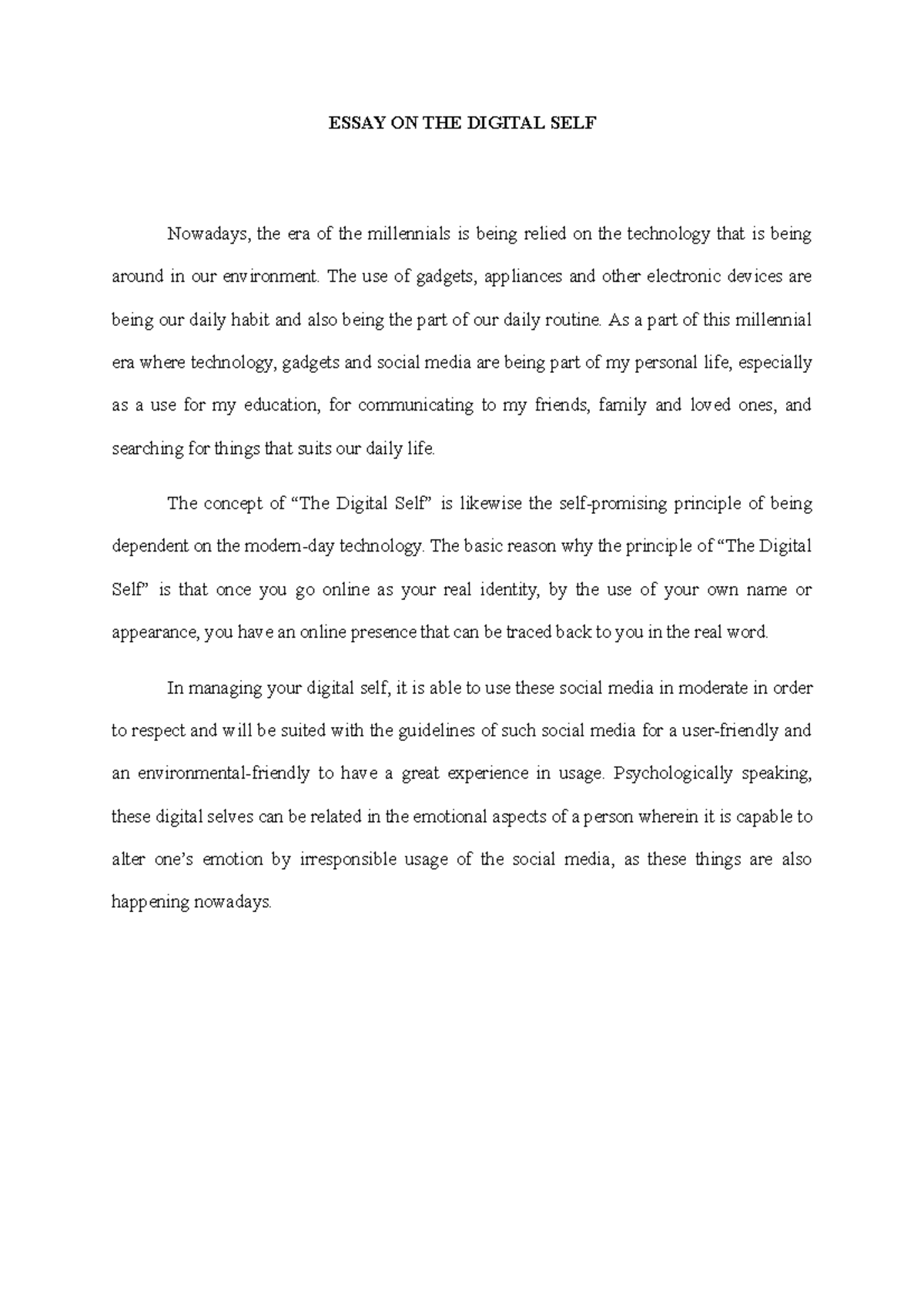 Essay on the Digital Self: Navigating Modern Technology and Identity ...
