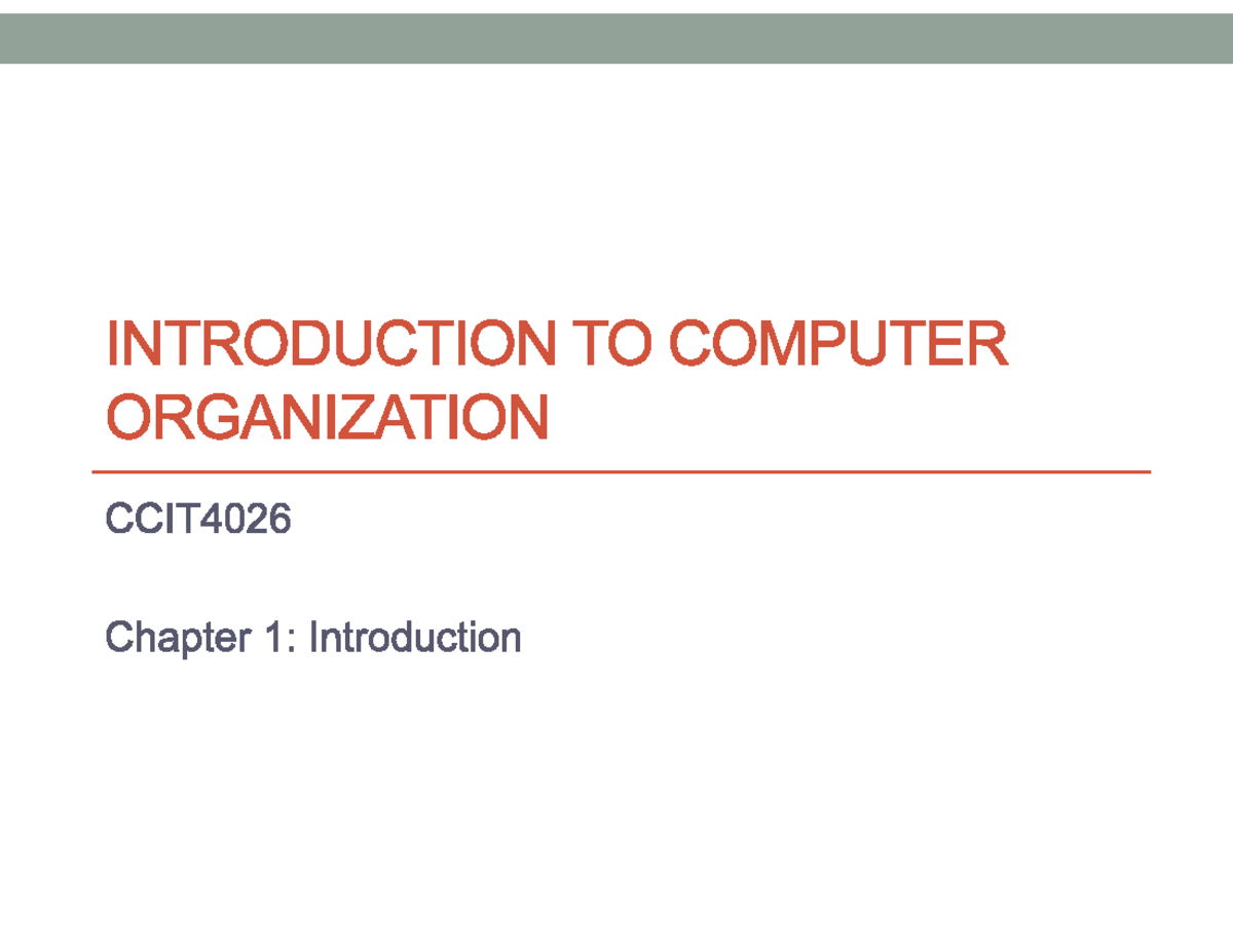 CCIT4026 chp1 notes - Chapter 1: Introduction - Introduction to ...