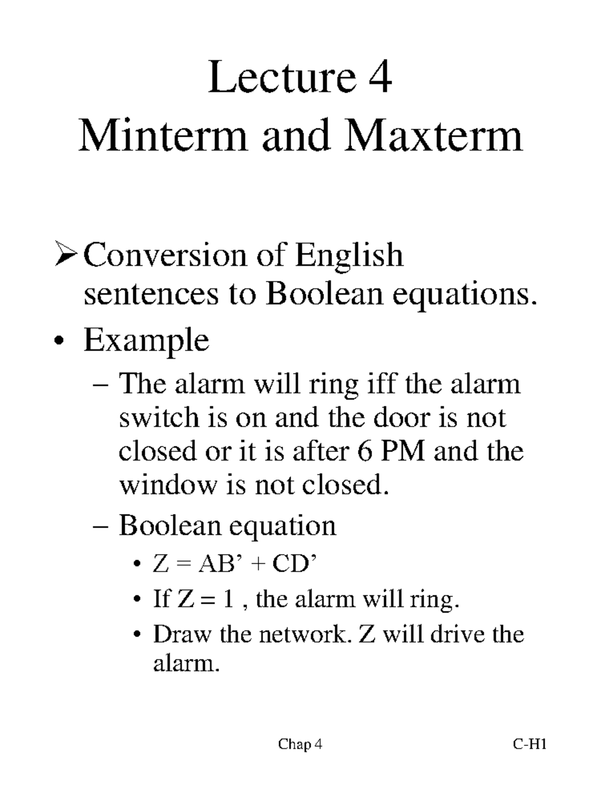 Lecture 4: Minterm and Maxterm in Boolean Equations (ENG 101) - Studocu