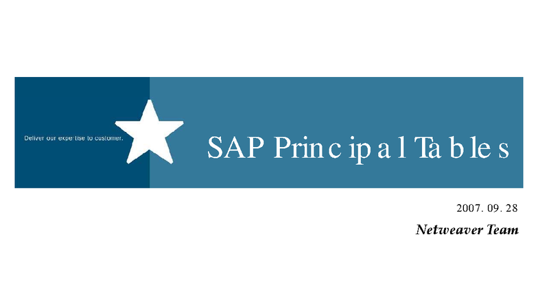SAP Principal Tables Overview for Netweaver Team (2007) - Studeersnel
