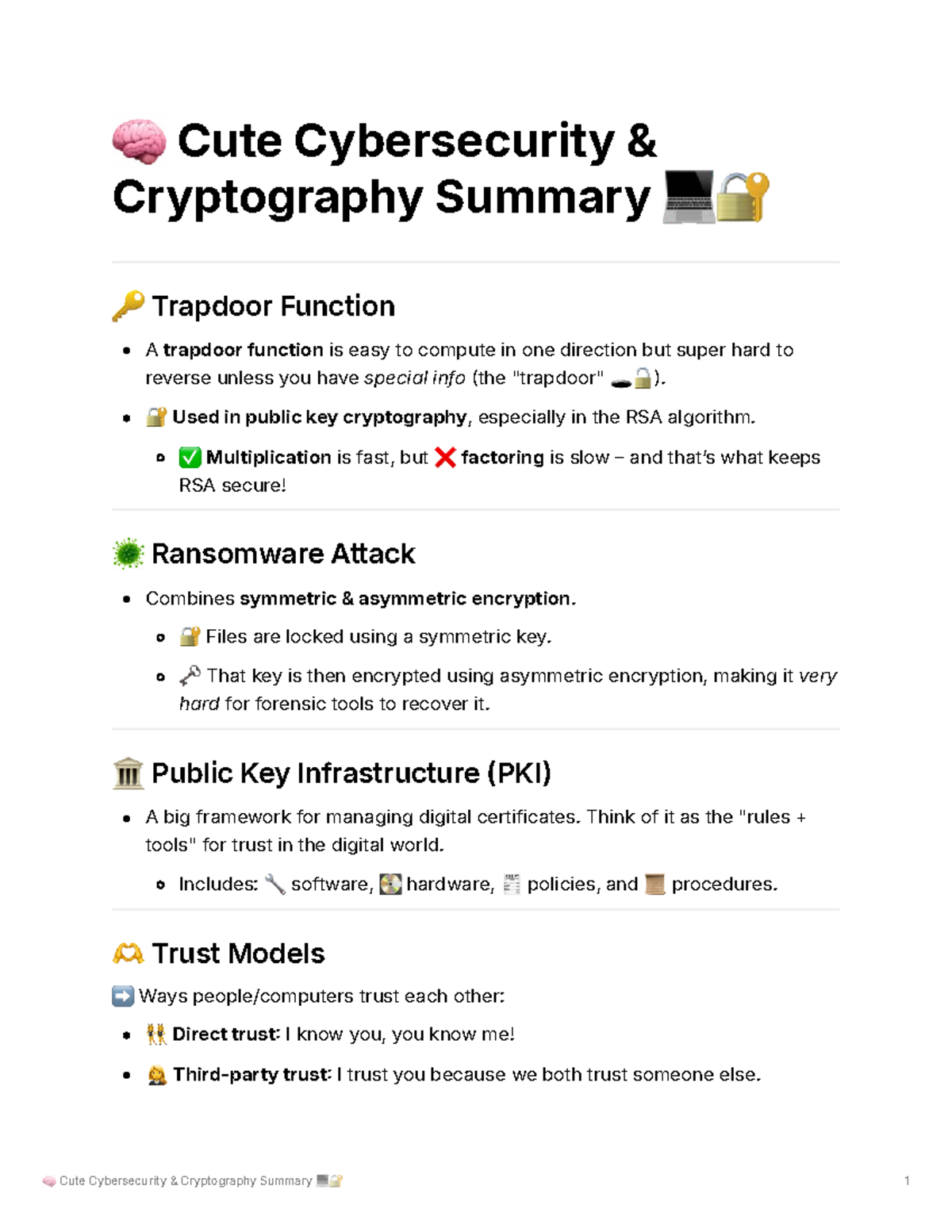 SU 4 cybersecurity summary and notes on cryptography concepts - Studocu