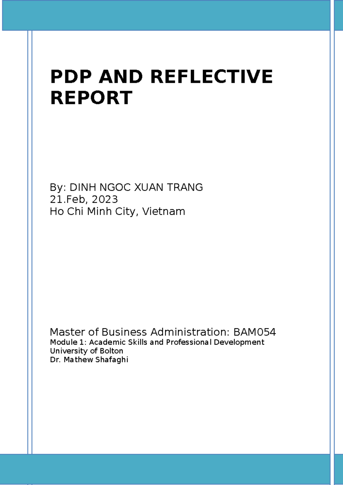 PDP & Reflective Report: Academic Skills & Professional Development ...