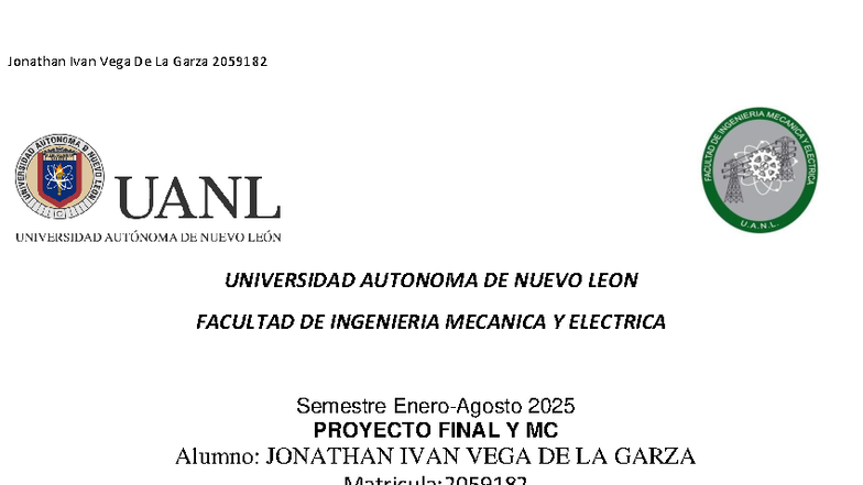 Proyecto Final Y MC 2059182 - Jonathan Ivan Vega De La Garza - Studocu