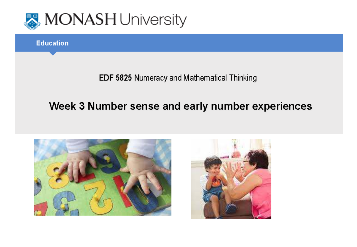 Week 3 EDF 5825: Number Sense & Early Experiences in Numeracy - Studocu