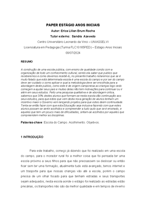 Modelo de paper final - bachar - MODELO DO PAPER DE ESTÁGIO TÍTULO DO ...