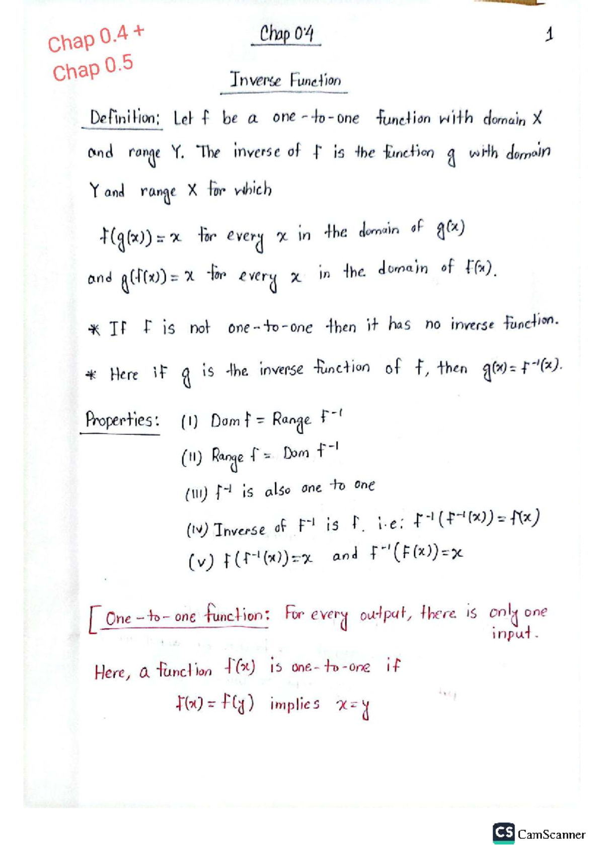 Inverse Functions and Their Properties - MATH-1151 Lecture Notes - Studocu