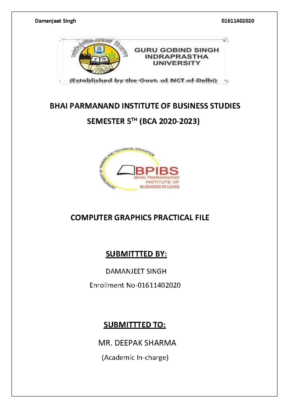 Computer Graphics Practical File (BCA 2020-2023) - Studocu