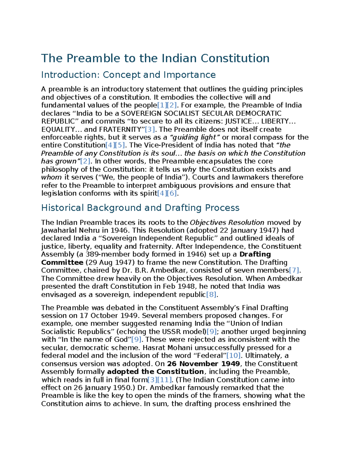 The Preamble to the Indian Constitution: Significance and ...