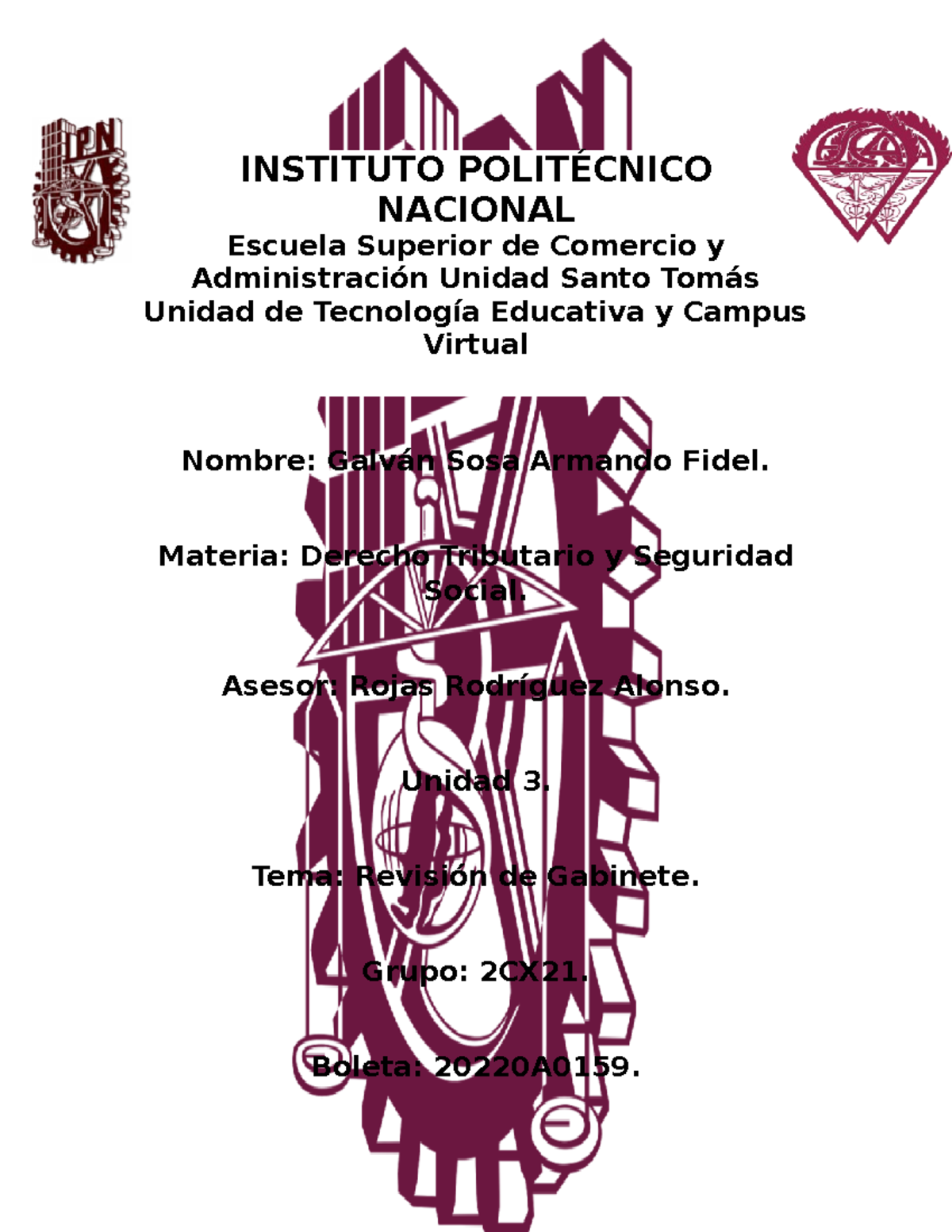 13 Galvan Sosa Armando Fidel Revision de Gabinete - INSTITUTO ...