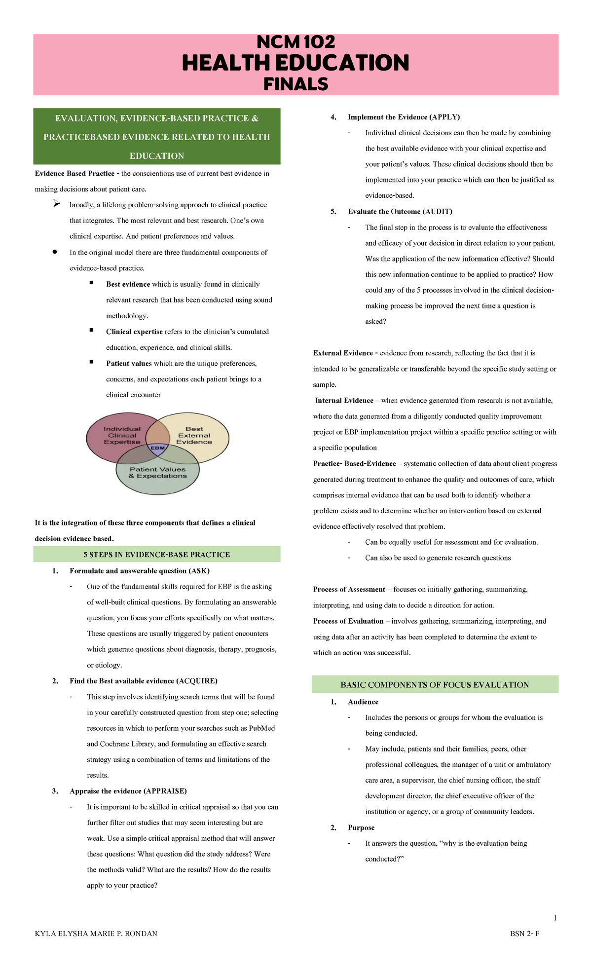 HE Finals kyla 1 - Health educ - HEALTH EDUCATION FINALS 1 EVALUATION ...