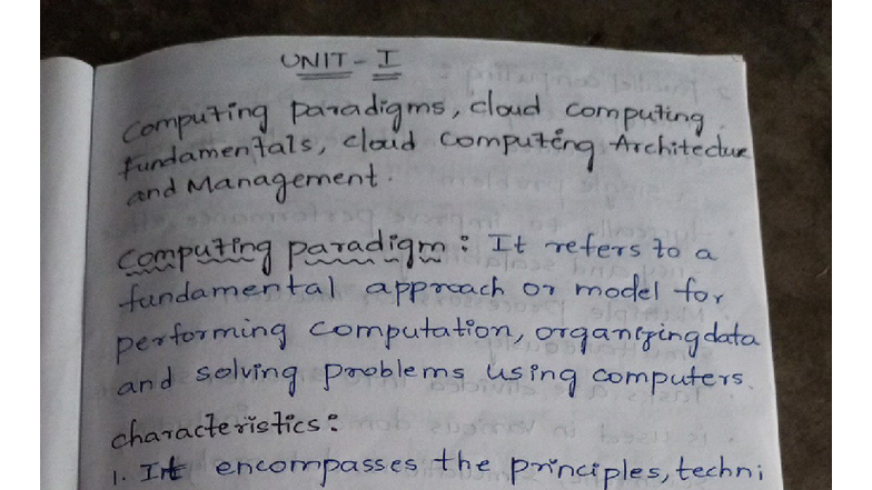 CC 1, 2, 3 Units: Fundamentals of Cloud Computing Architectures - Studocu