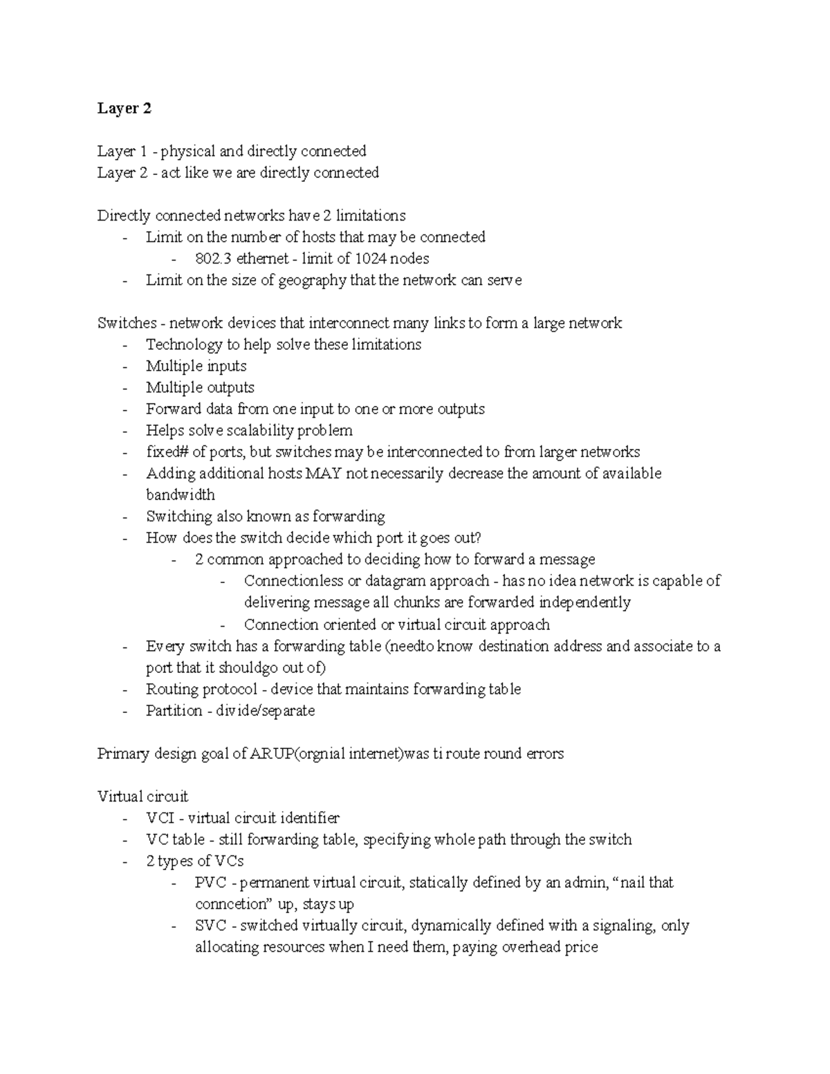 CS 440 Exam 3: Network Layer Concepts and Routing Algorithms - Layer 2 Layer 1 - physical and ...