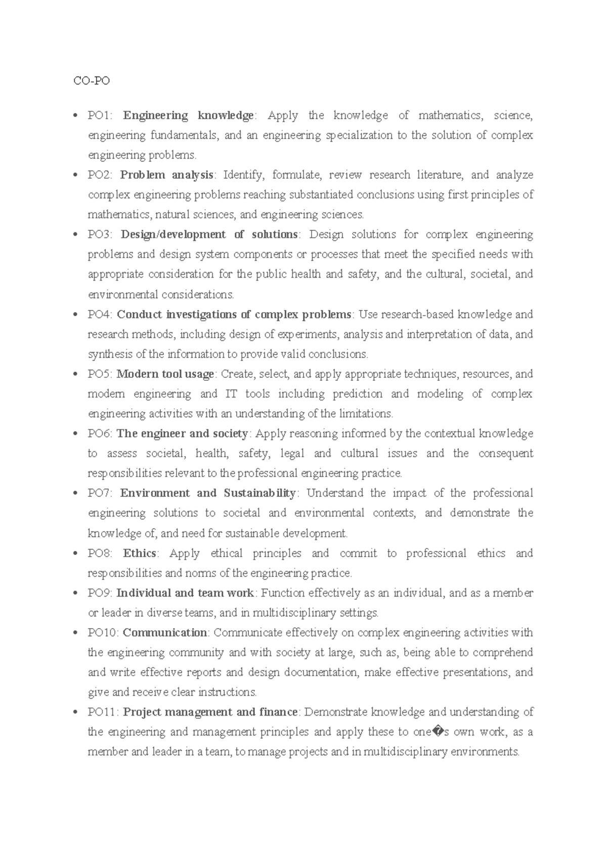 PO1 & PSO: Engineering Program Outcomes and Specific Outcomes Overview ...