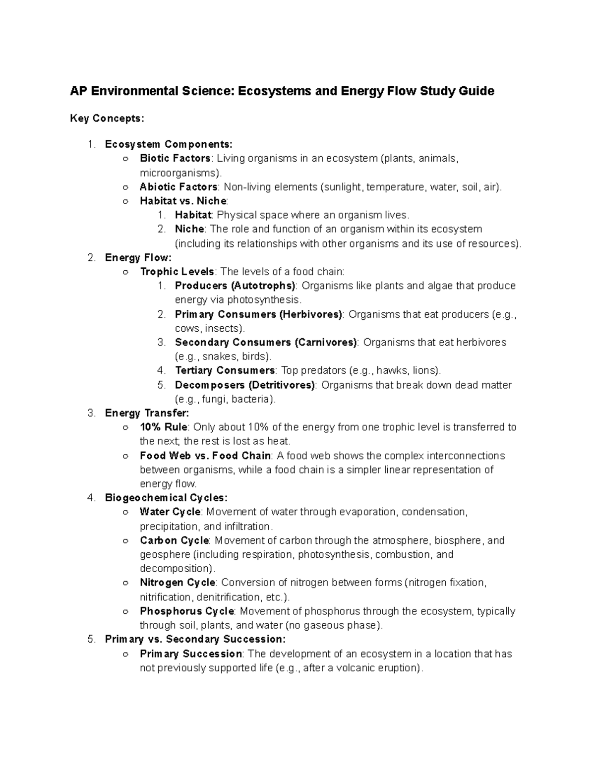 Flow of energy practice - AP Environmental Science: Ecosystems and ...