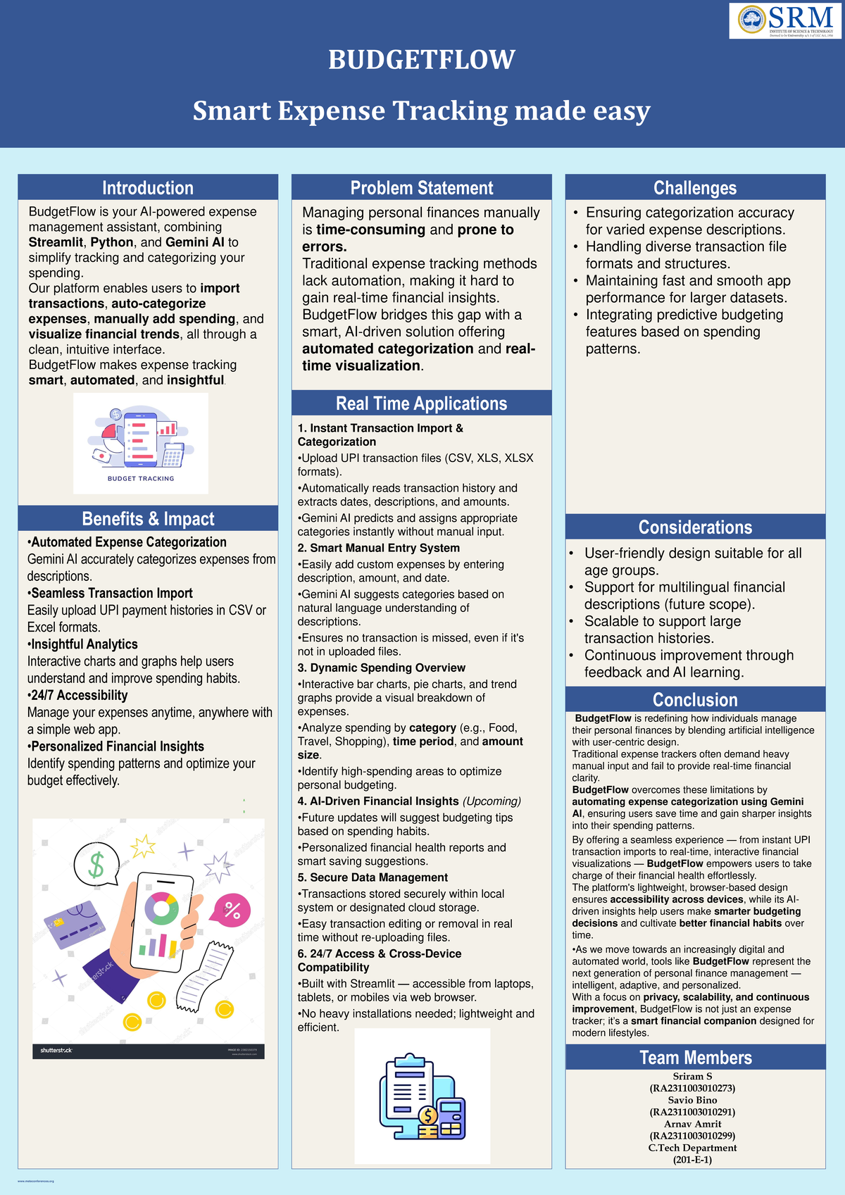 BudgetFlow: Smart Expense Tracking & Categorization (C.Tech AI Poster ...