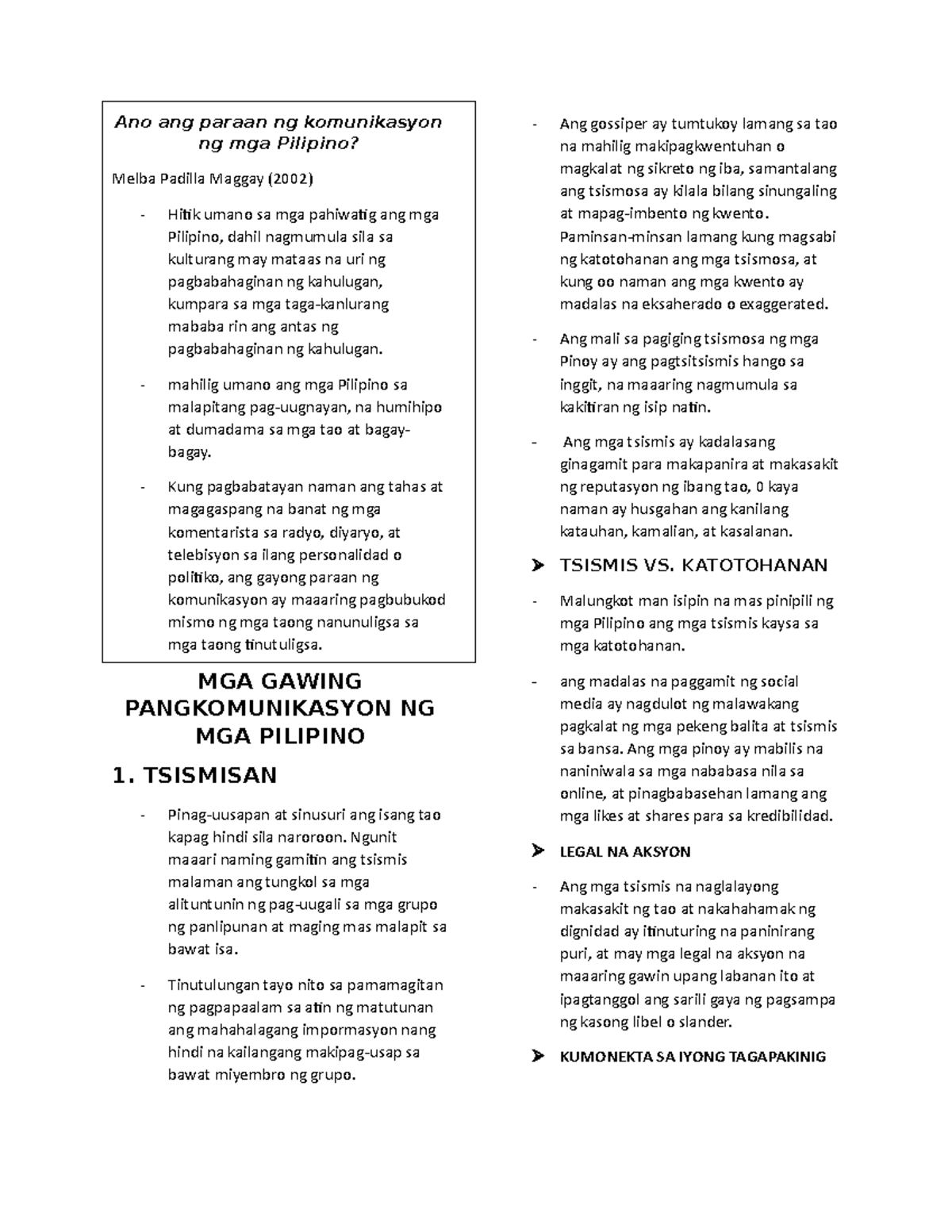 Lecture 3 - komfil - Ano ang paraan ng komunikasyon ng mga Pilipino ...
