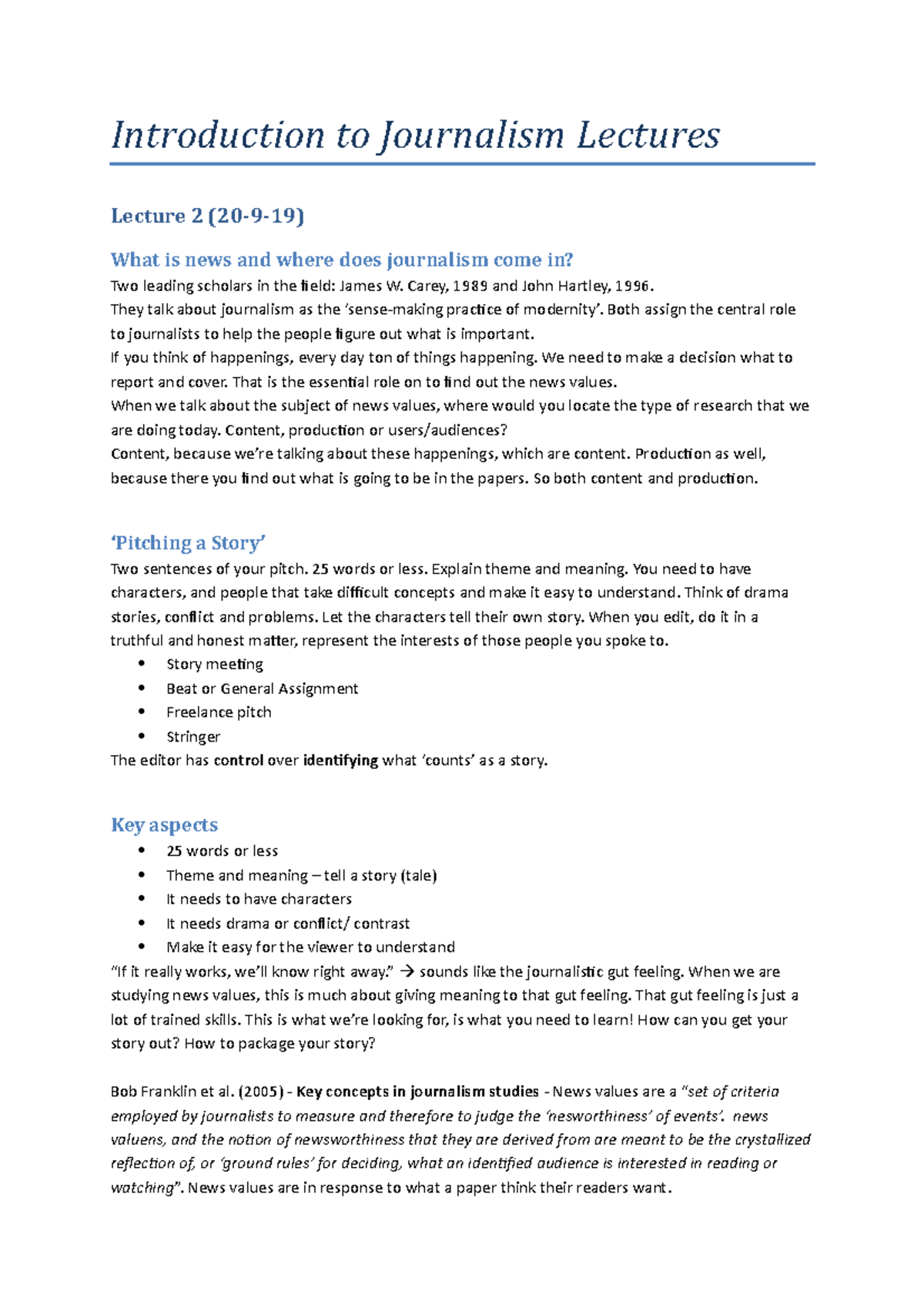 Introduction to Journalism Lectures: Key Concepts & Exam Guidelines ...