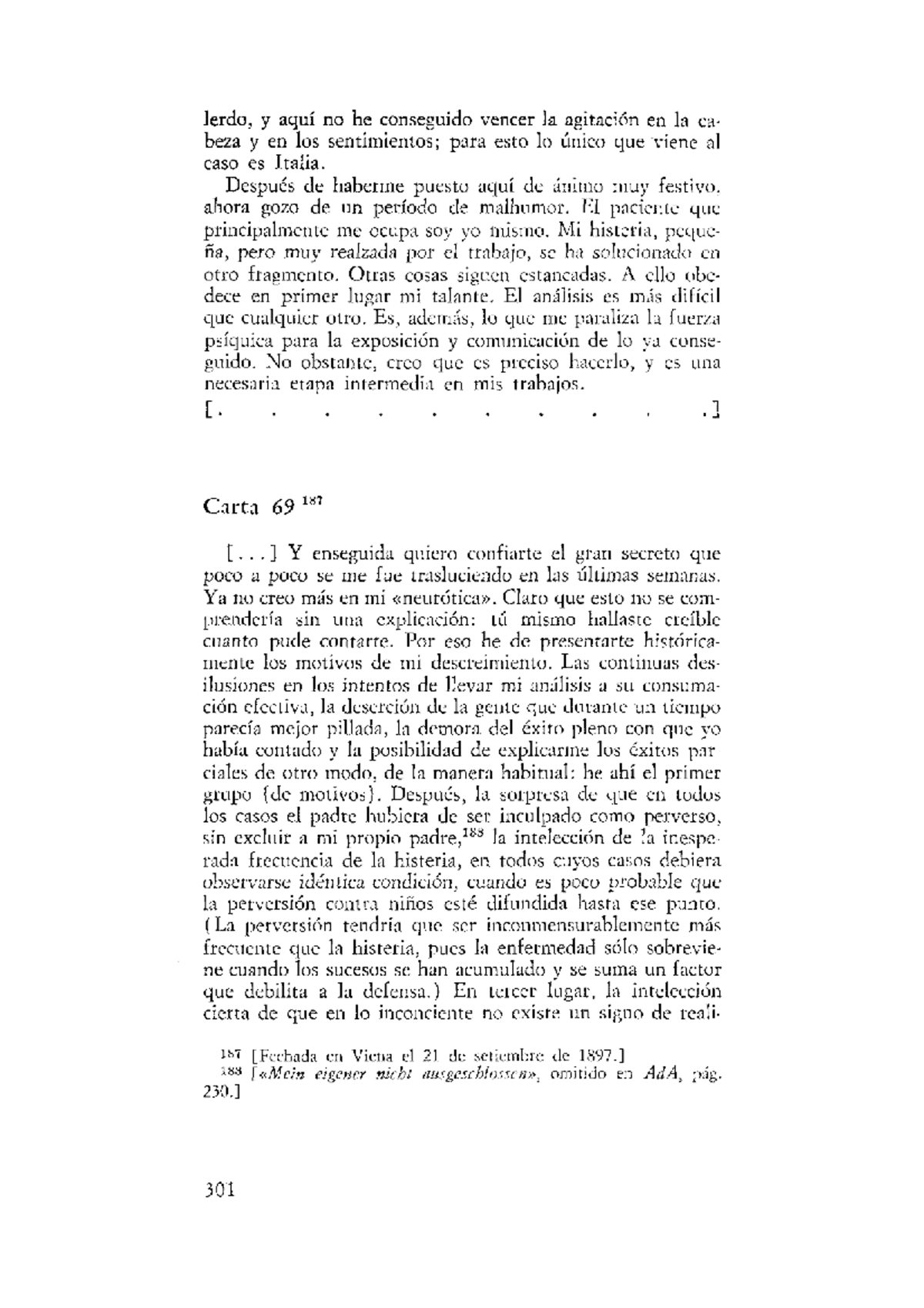Carta 69 - Reflexiones sobre la Histeria y el Análisis Personal - Studocu