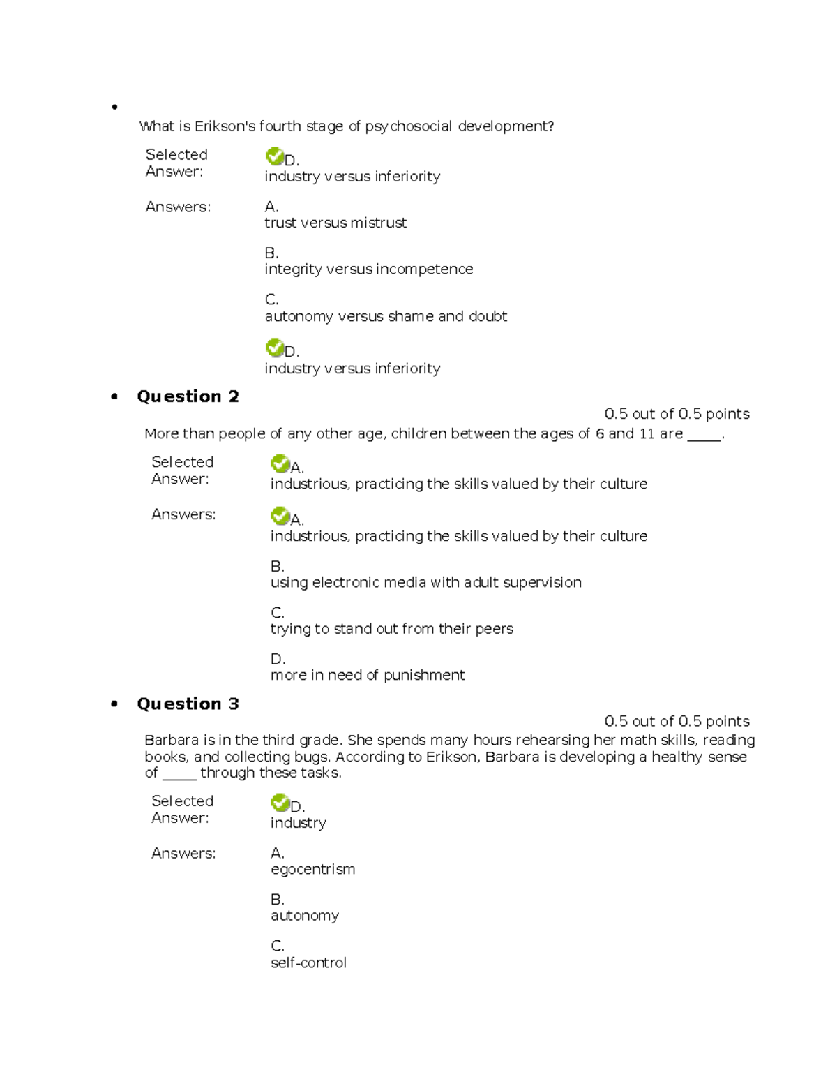 Adolescent Growth and Development Quiz - PSY101 Midterm Review - Studocu
