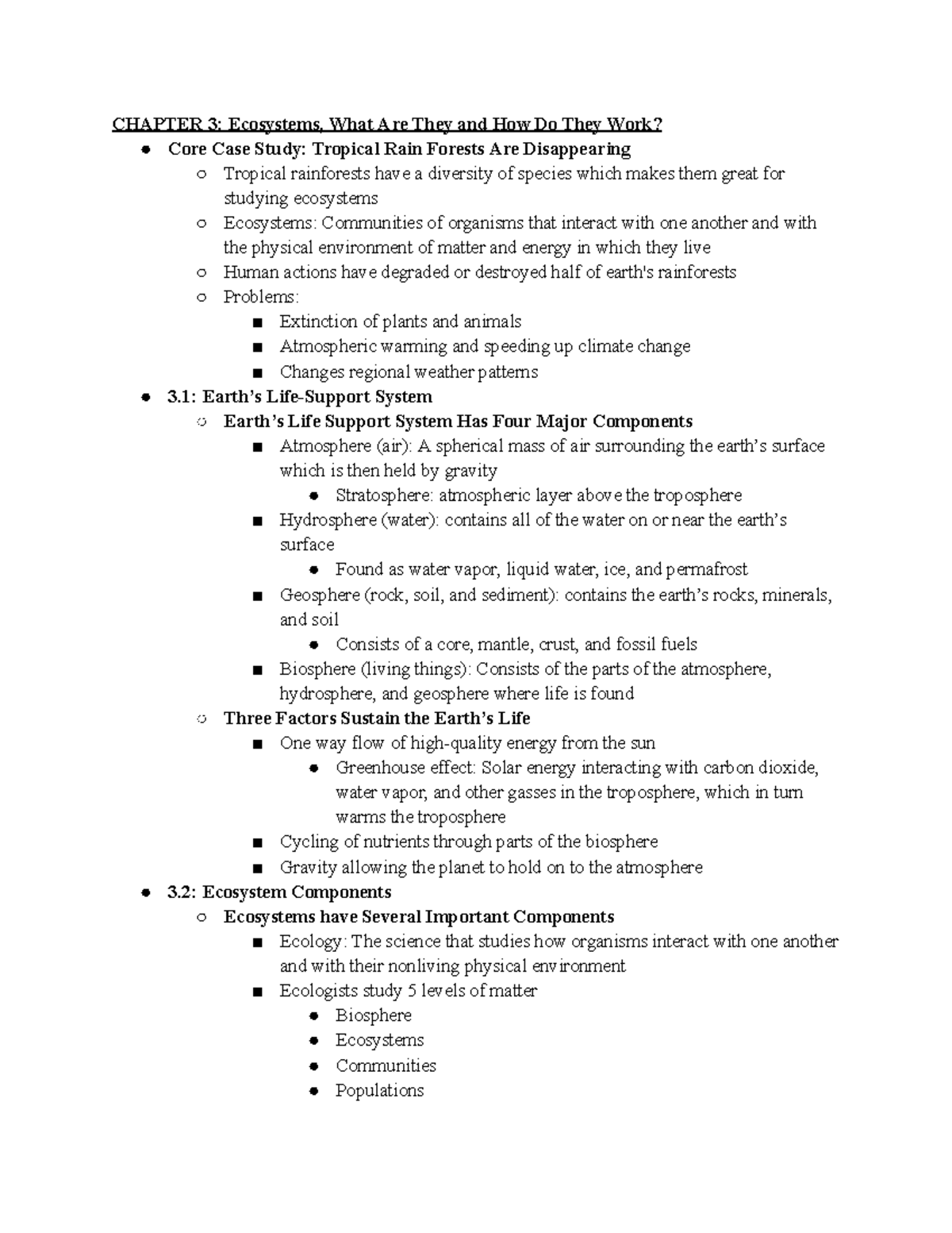 Living in The Environment: Chapter 3 Ecosystems Summary - Studocu