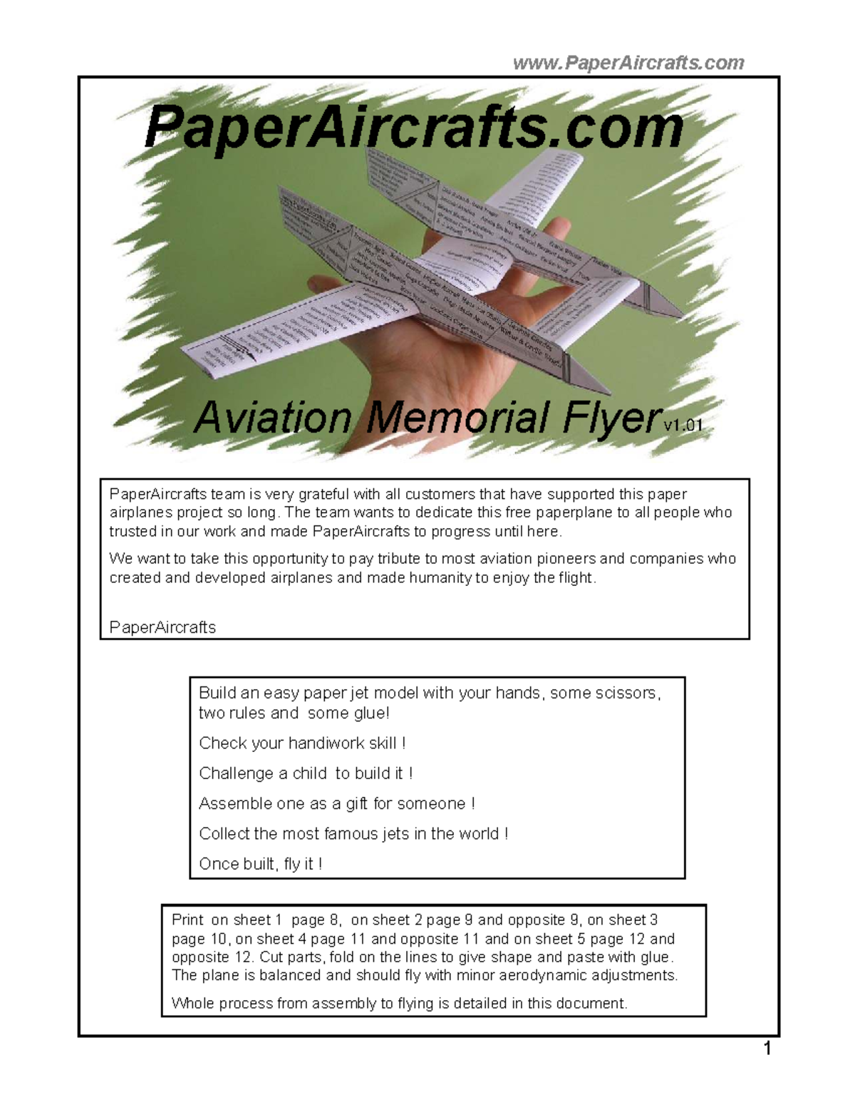 Aviation Memorial Flyer: Tribute to Pioneers and Paper Jet Building ...