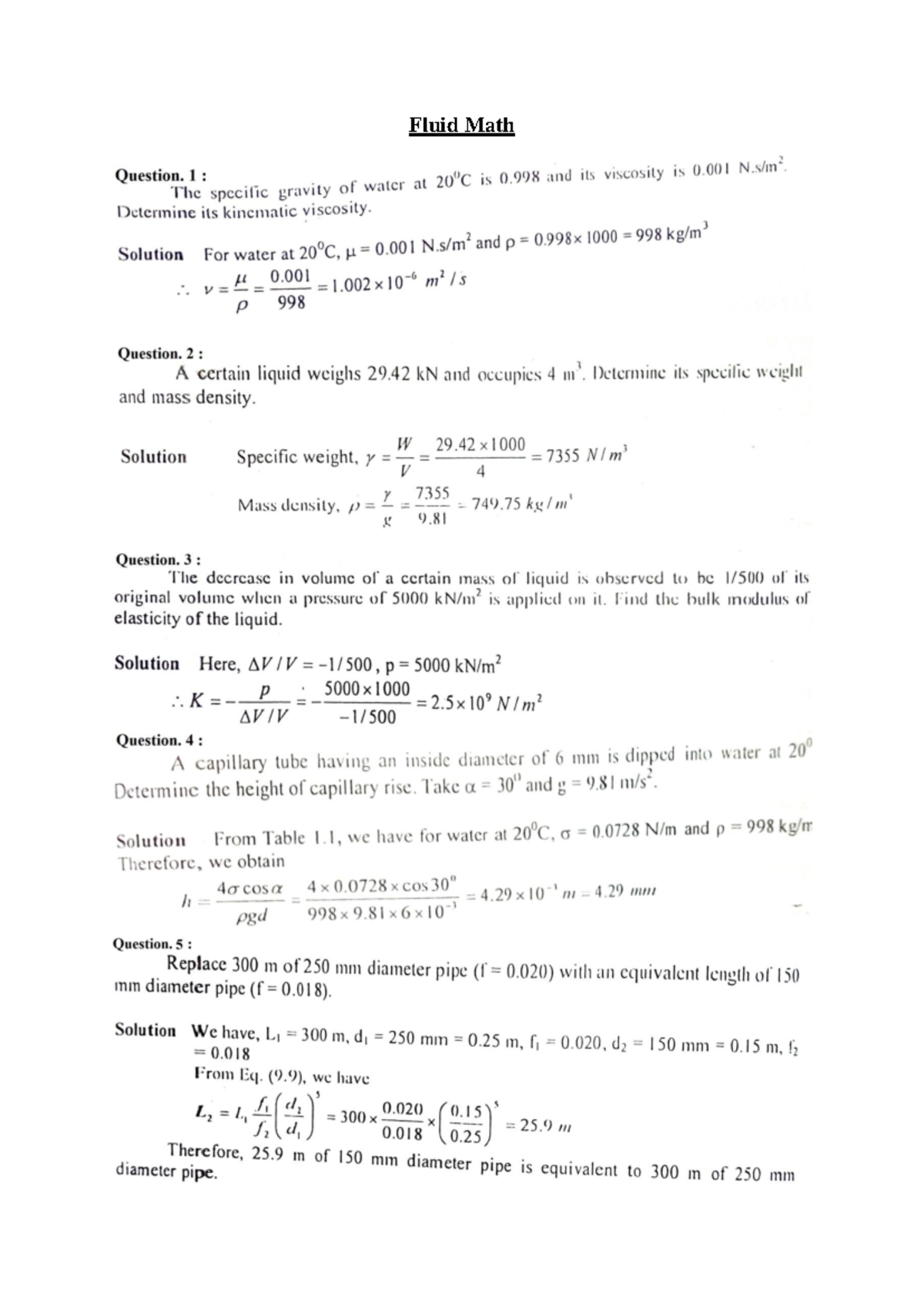 Fluid Mechanics - Important Math Concepts for Hydrology (Course Code ...